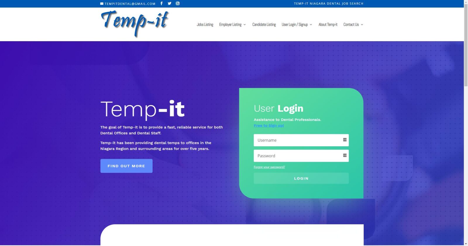 Temp-it Dental Niagara - CheckSite Websites & SEO